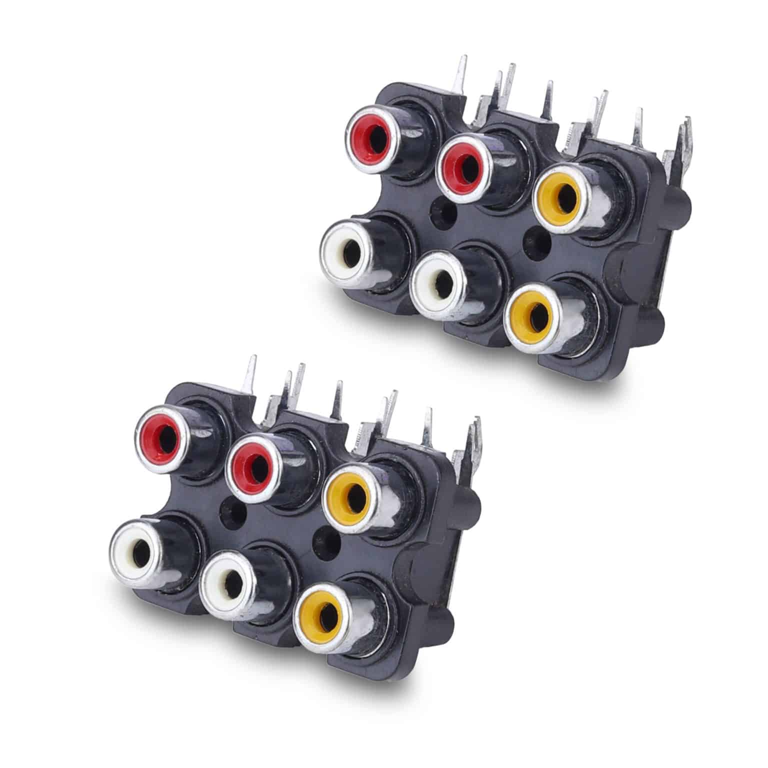 MX 6-Way RCA Female Socket PCB Mounting (Pack of 2). - MX MDR Electronics