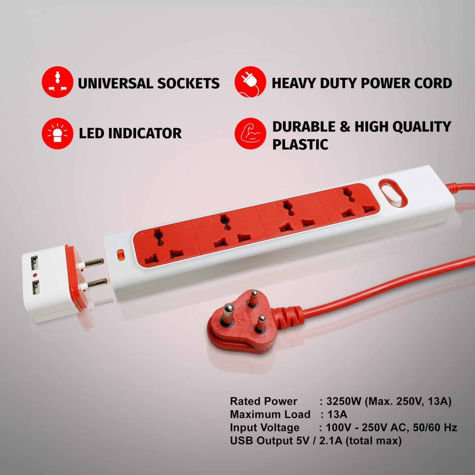 MX 7+1 Surge Protector with 4 universal socket / International Socket ...
