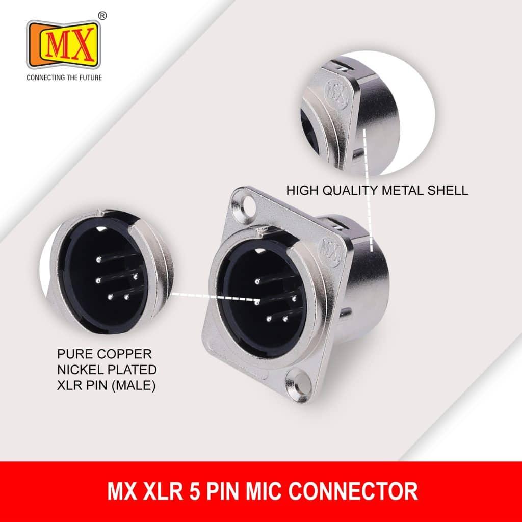 MX XLR 5-Pin Male Microphone Connector - Panel Mounting - Pack of 2 ...