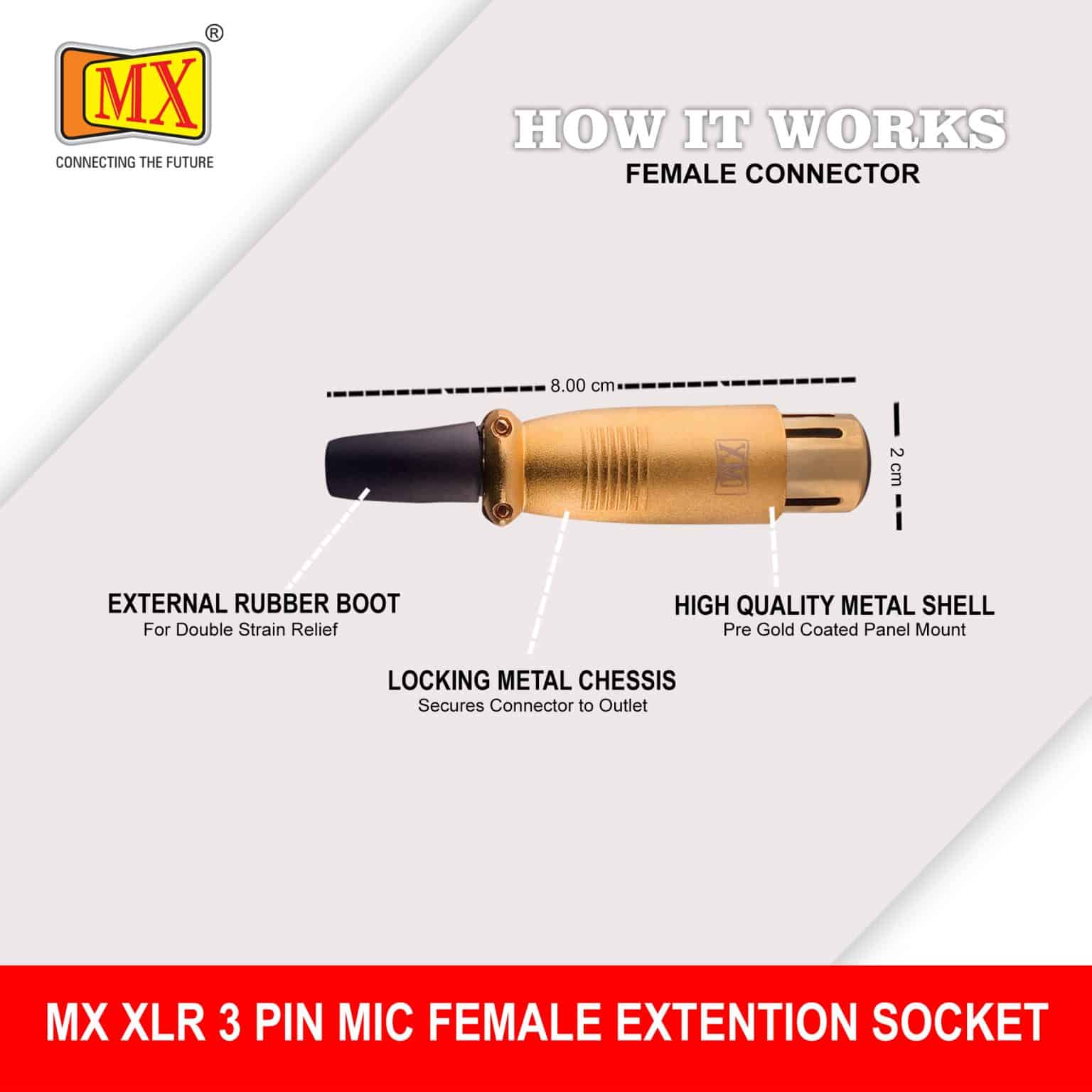 MX 3-Pin Female Connector with Pure Gold Plating (Pack of 2pcs) (Model ...