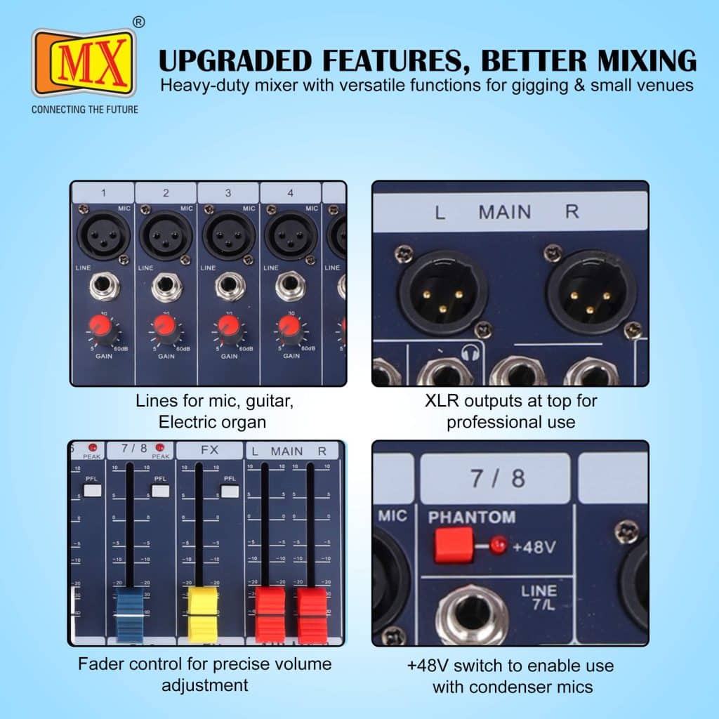 MX Air Mixer 8-Channel Professional Live Mixer - MX MDR Electronics