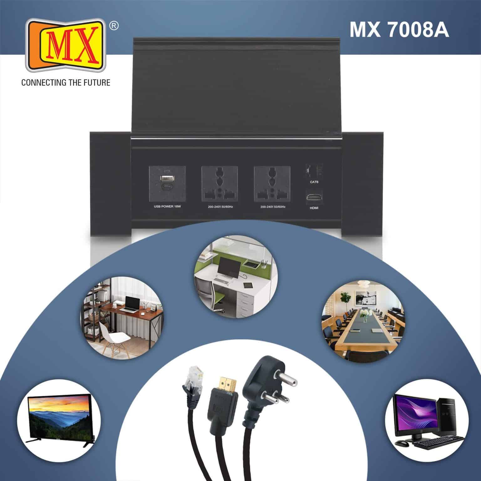 MX Flip Type cable cubby pop up box with 2 Universal Power Sockets, 2 ...