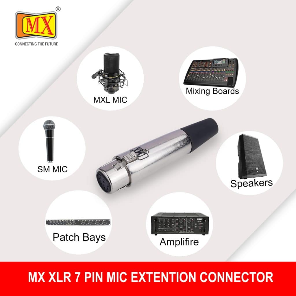 MX XLR 7-Pin Female Microphone Extension Connector - Cannon Type (Pack ...