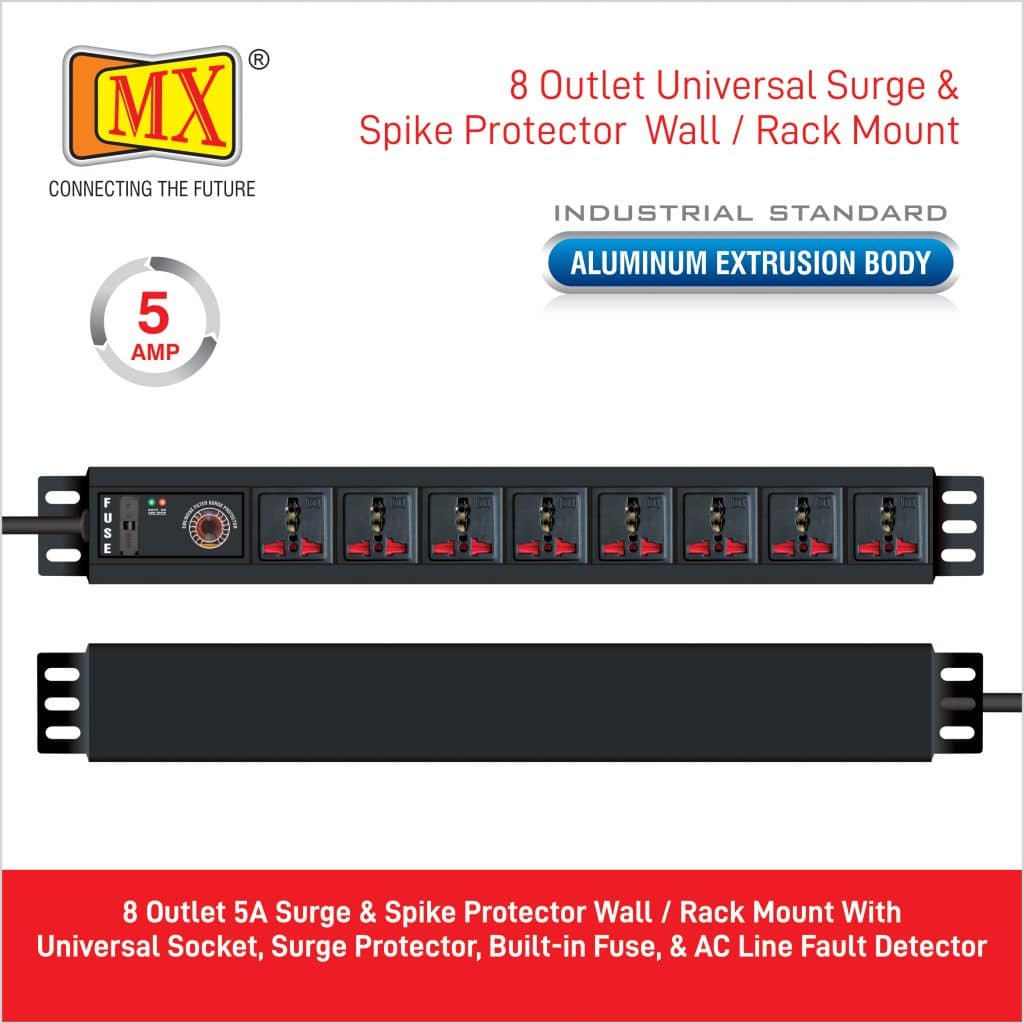 MX 8 Outlet Power Distribution Unit with 5 Amperes Universal Sockets ...