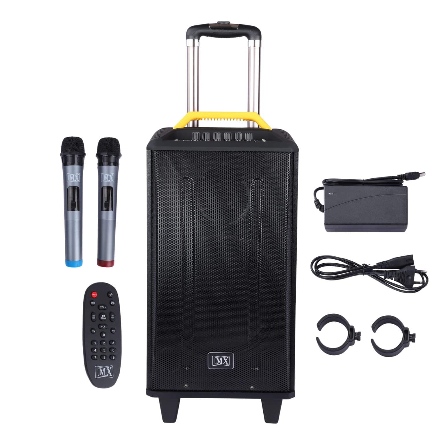 MX 10 Inches Wooden Multimedia Trolly Speaker with two Wireless ...
