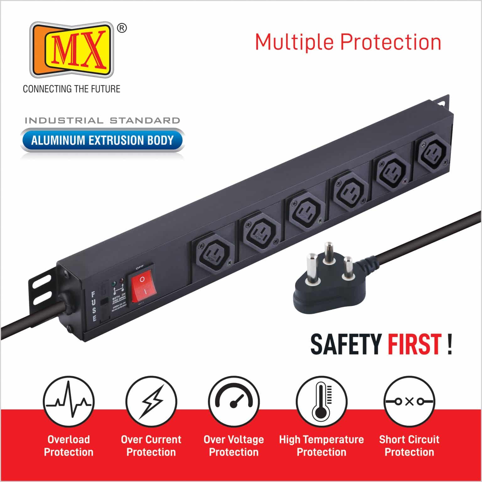 MX 6-Outlet Power Distribution Unit with IEC 320 C13, Master Switch ...