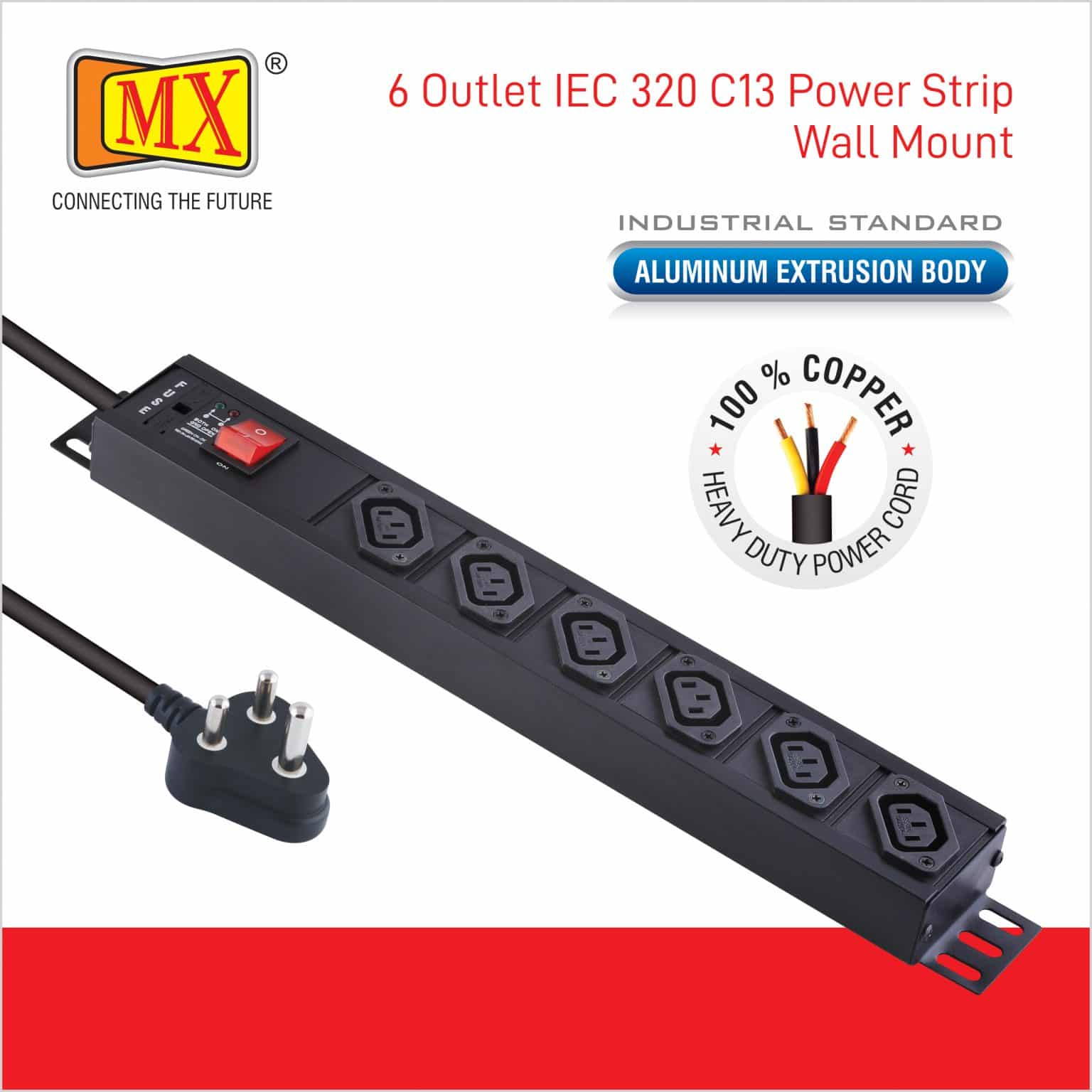 MX 6-Outlet Power Distribution Unit with IEC 320 C13, Master Switch ...