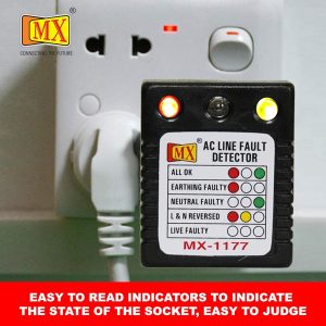 MX AC Electrical Line Fault Detector 3 Pin Socket Tester Automatic ...