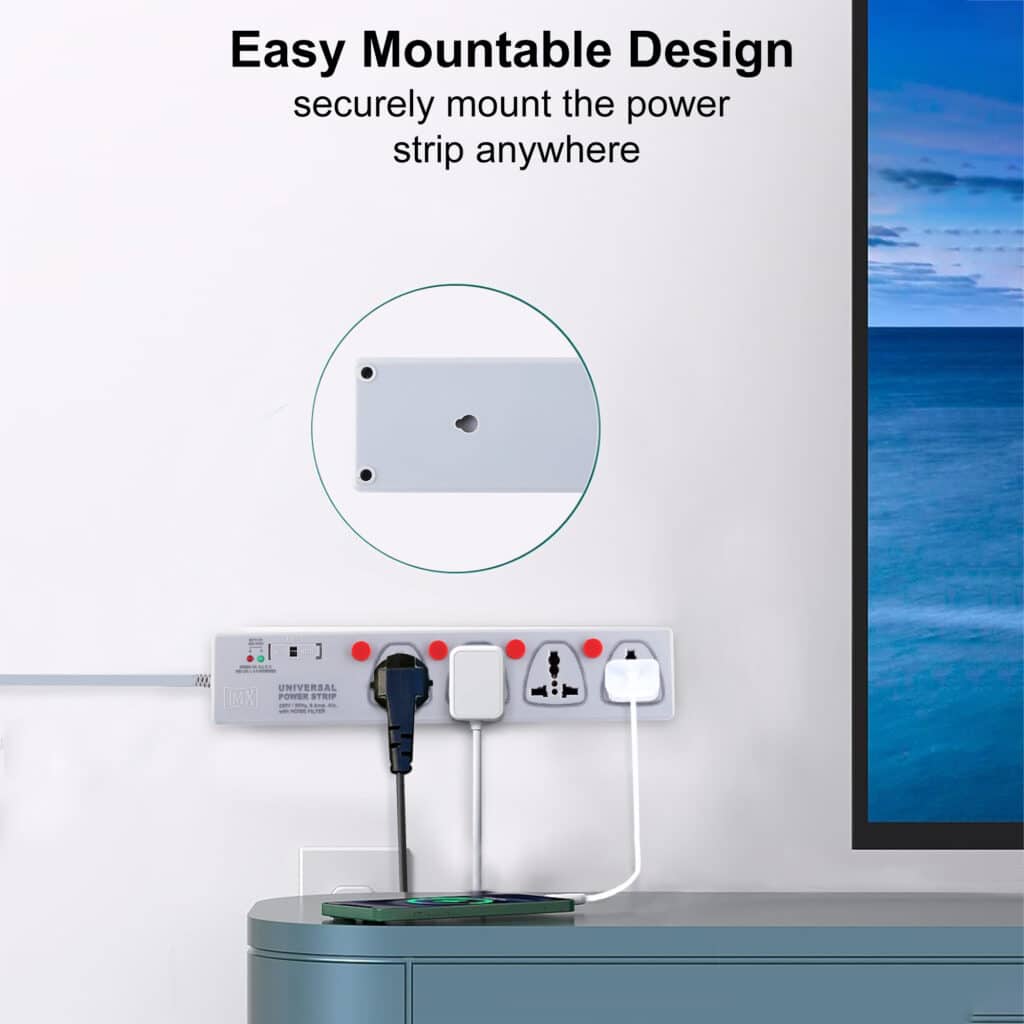MX 4 Outlet Power Strip With Universal Socket - Individual Switch For ...