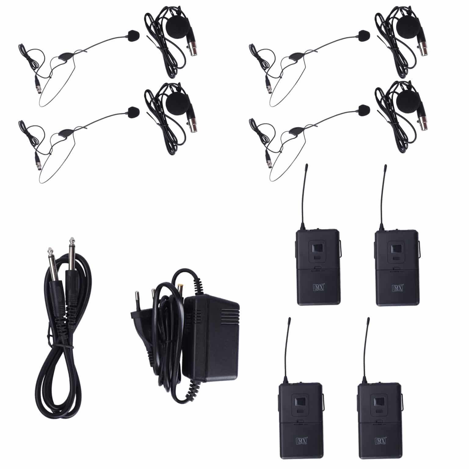 MX 4-Channel UHF Wireless Microphone System with 4 Bodypack ...
