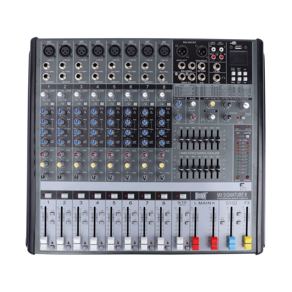 MX SIGNATURE Live Audio Mixer 8 Channel Professional Mixer with USB ...