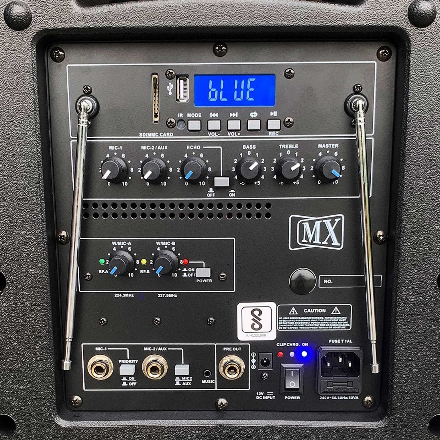 MX 10" Woofer Professional 100W RMS Portable Multimedia Speaker System ...